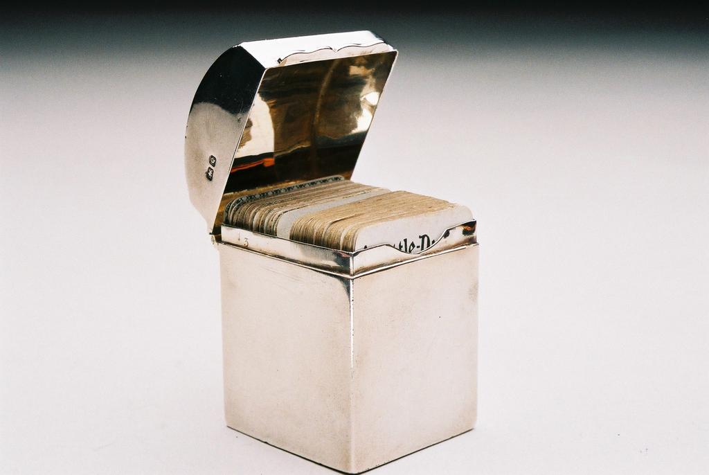 Leopard Antiques Miniature Silver Card box (complete)