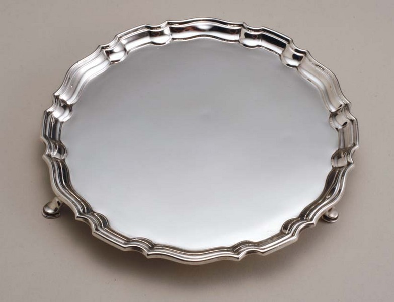 Leopard Antiques Asprey Silver Piecrust Waiter