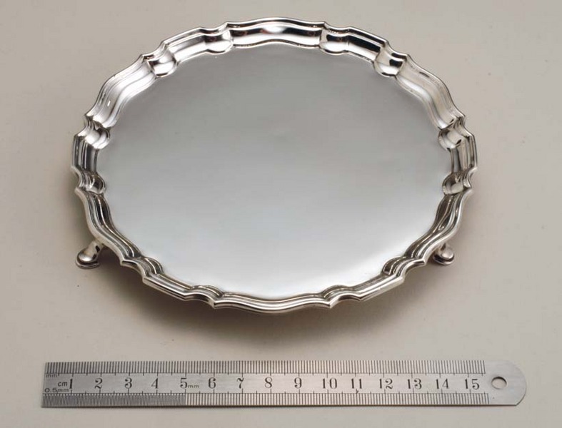 Leopard Antiques Asprey Silver Piecrust Waiter