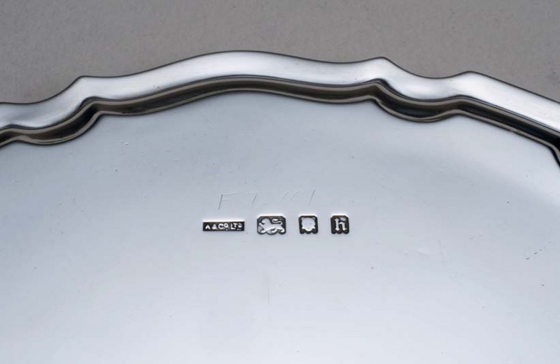 Leopard Antiques Asprey Silver Piecrust Waiter