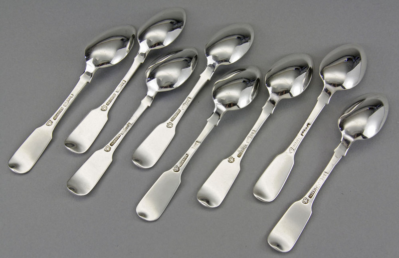 Leopard Antiques Russian Silver Teaspoons (set of 8) - Sazikov