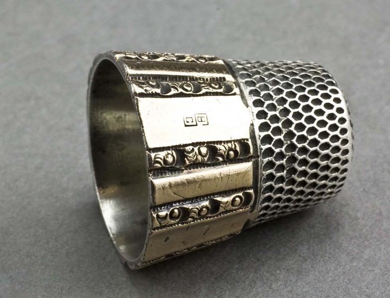 Leopard Antiques Antique Sterling Silver and Gold Thimble - Stern