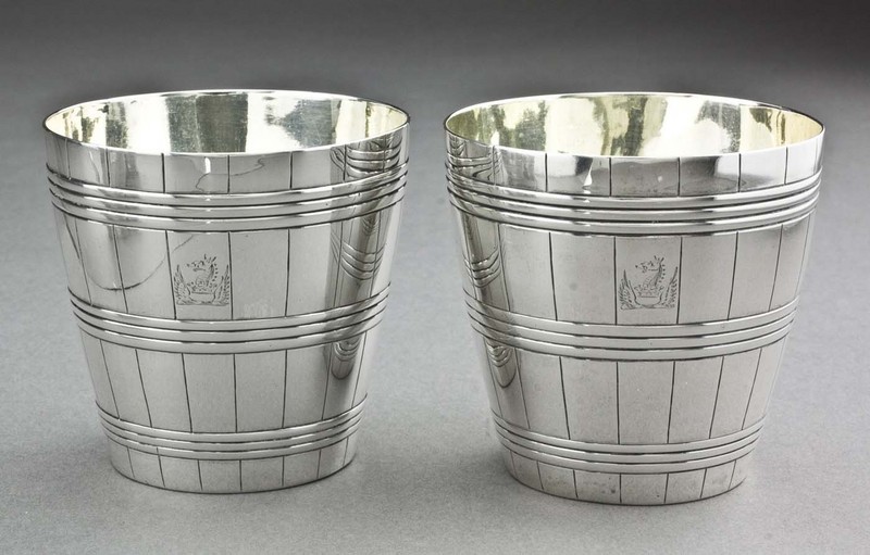 Leopard Antiques Bateman Silver Barrel Shaped Beakers (Pair) - Ducal ...