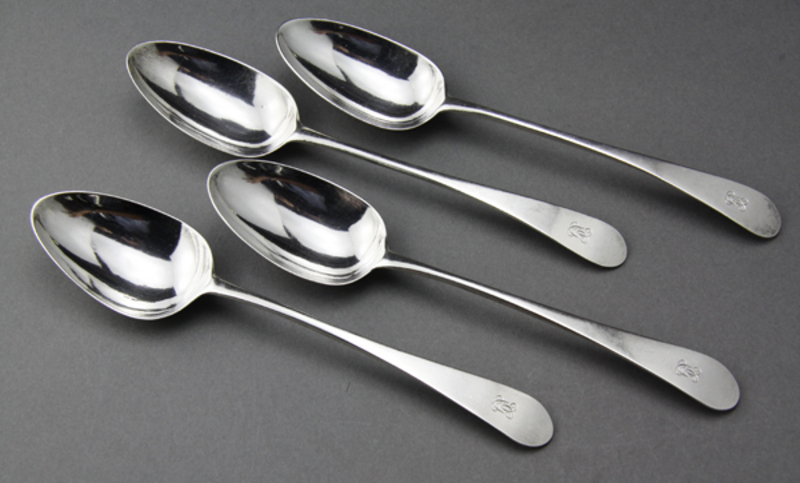 Leopard Antiques Georgian Scottish Silver Dessert Spoons (Set of 4 ...