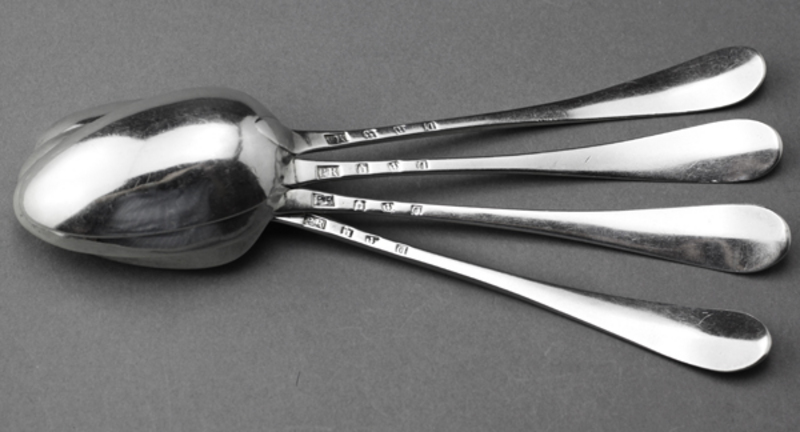 Leopard Antiques Georgian Scottish Silver Dessert Spoons (Set of 4 ...