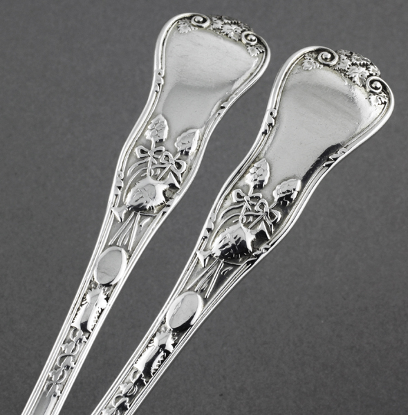 Leopard Antiques Bacchanalian Pattern Victorian Silver Spoons (Pair