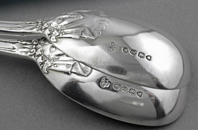 Leopard Antiques Bacchanalian Pattern Victorian Silver Spoons (Pair