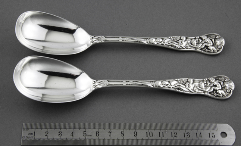 Leopard Antiques Bacchanalian Pattern Victorian Silver Spoons (Pair