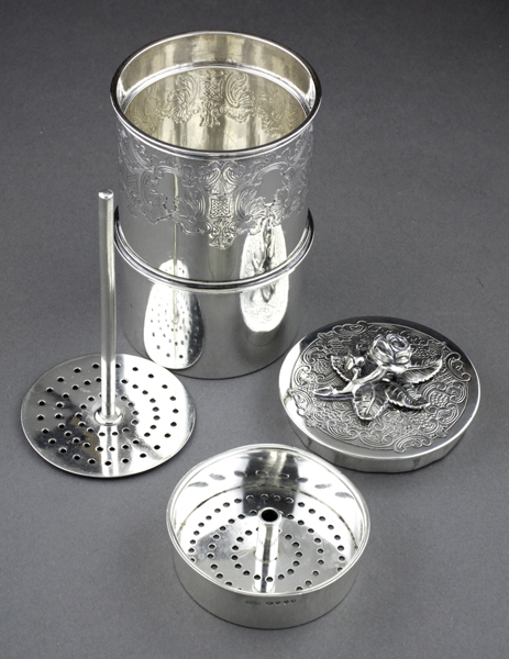 Leopard Antiques Rare Victorian Silver Coffee Percolator - Walter Morisse