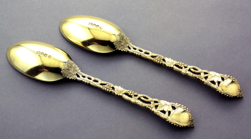Leopard Antiques Pierced Vine Gilded Silver Dessert Spoons (Pair) - C J ...