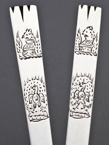 Leopard Antiques Silver 2 Pronged Notched Puritan Fork and Matching ...