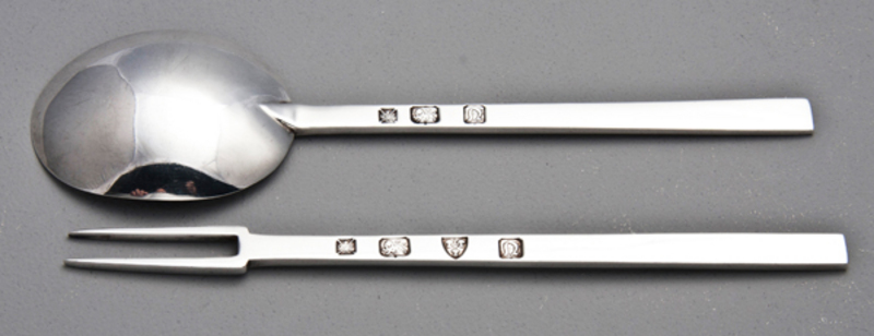 Leopard Antiques Silver 2 Pronged Notched Puritan Fork and Matching ...