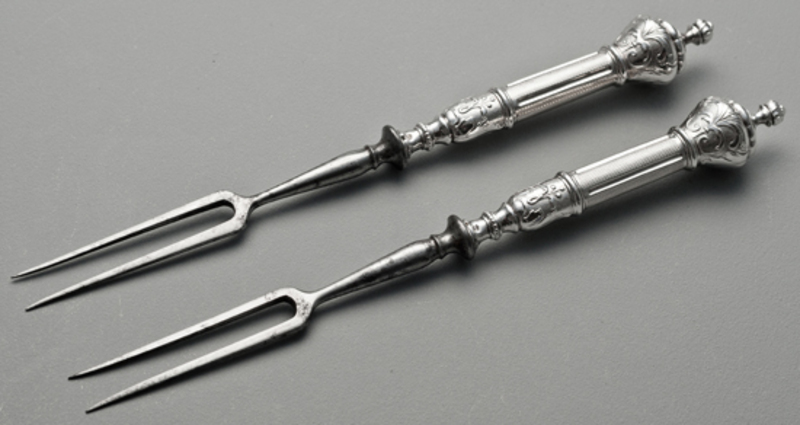 Leopard Antiques French Silver 2 Pronged Forks - 800