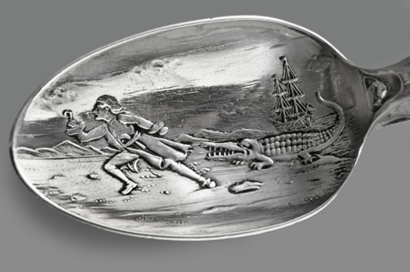 Leopard Antiques Antique Silver Christening Spoon - Captain Hook, Peter Pan