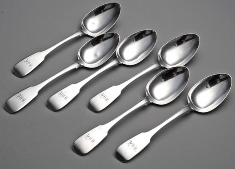 Leopard Antiques Irish Silver Rat Tail Dessert Spoons (Set of 6 ...