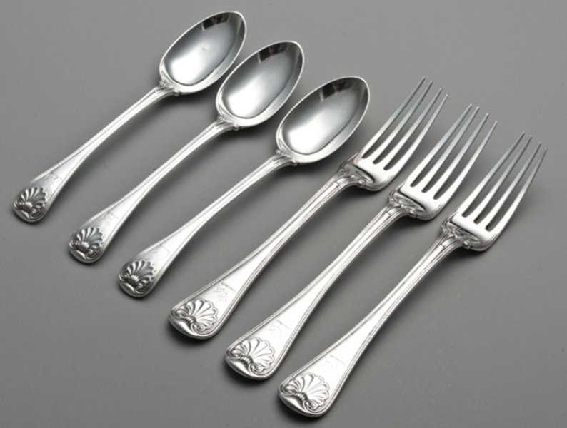 Leopard Antiques Rare Military Shell Pattern Flatware (3 Tableforks, 3 ...