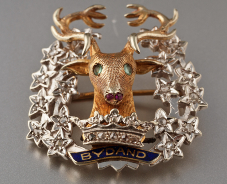 Leopard Antiques Gordon Highlanders Gold and Diamond Sweetheart Brooch ...