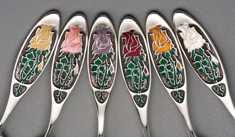 Leopard Antiques Year of the Rose Silver & Enamel Spoon Set (6) - Royal ...
