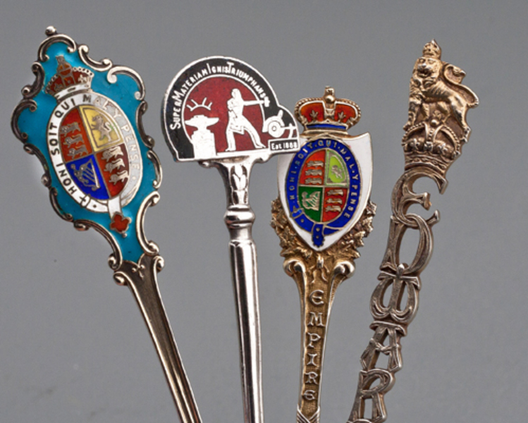 Leopard Antiques Ten Sterling Silver and Enamel Souvenir Spoons -Royal ...