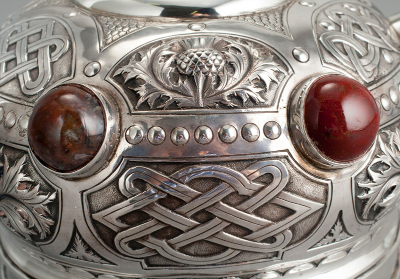 Leopard Antiques Scottish Silver Rams Head Snuff Mull Cover