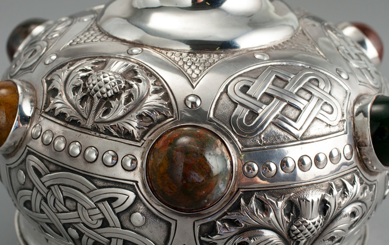 Leopard Antiques Scottish Silver Rams Head Snuff Mull Cover