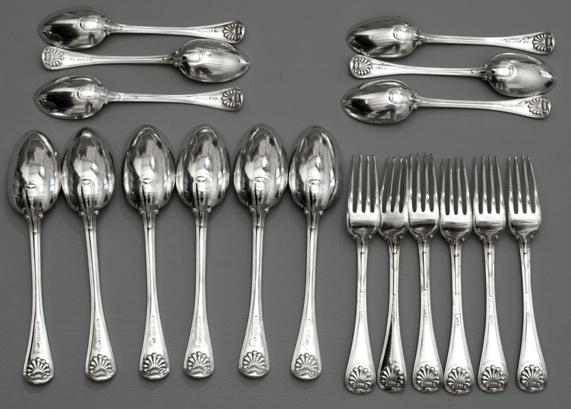 Leopard Antiques Rare Old English Military Thread & Shell Flatware Set ...