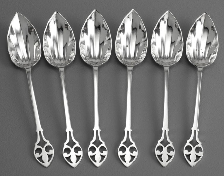Leopard Antiques Art Deco Sterling Silver Grapefruit Spoons - Set of 6
