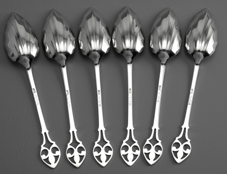 Leopard Antiques Art Deco Sterling Silver Grapefruit Spoons - Set of 6