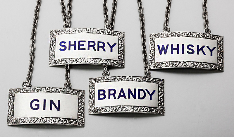 Leopard Antiques Cast Sterling Silver & Enamel Wine Labels (Set of 4 ...