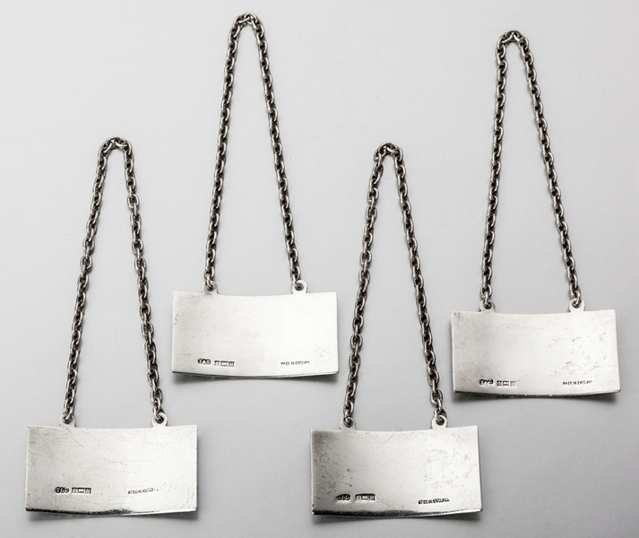 Leopard Antiques Cast Sterling Silver & Enamel Wine Labels (Set of 4 ...