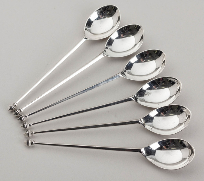 Leopard Antiques Dutch Silver Diamond Point Mocha Spoons (Set of 6 ...