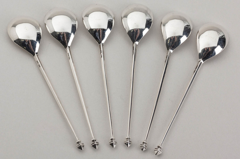 Leopard Antiques Dutch Silver Diamond Point Mocha Spoons (Set of 6 ...