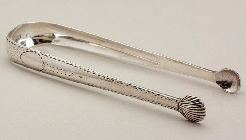 Leopard Antiques Irish Georgian Silver Bright Cut Silver Sugar Tongs ...