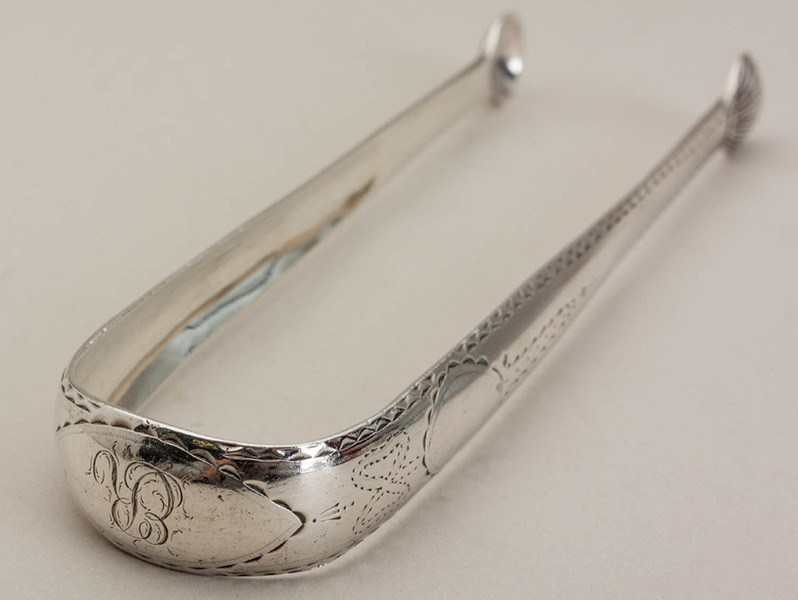Leopard Antiques Irish Georgian Silver Bright Cut Silver Sugar Tongs ...