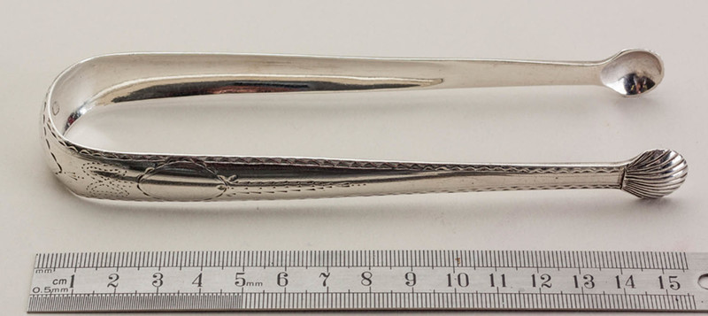 Leopard Antiques Irish Georgian Silver Bright Cut Silver Sugar Tongs ...