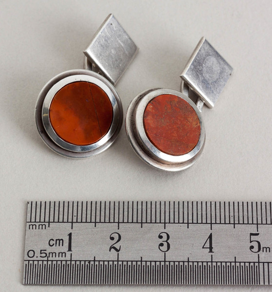 Leopard Antiques Kurt Jobst Sterling Silver & Jasper Cufflinks - Jobst ...