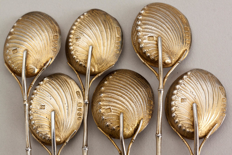 Leopard Antiques Rare Set of Liberty & Co. Japanese Sterling Silver ...