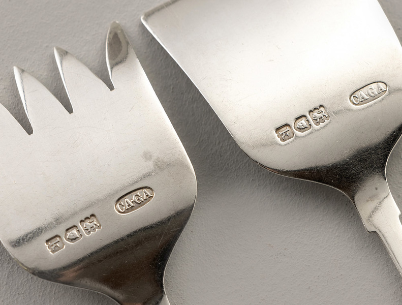 Leopard Antiques Boxed Antique Miniature Silver Pastry Servers - Asprey ...