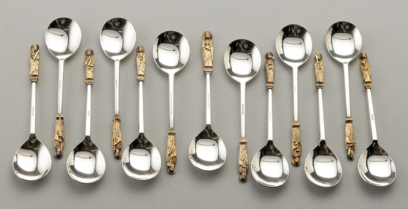 Leopard Antiques Sterling Silver Apostle Spoon Set (Set of 13) - South ...