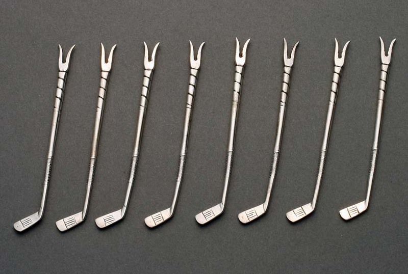 Leopard Antiques Silver Golf club cocktail sticks