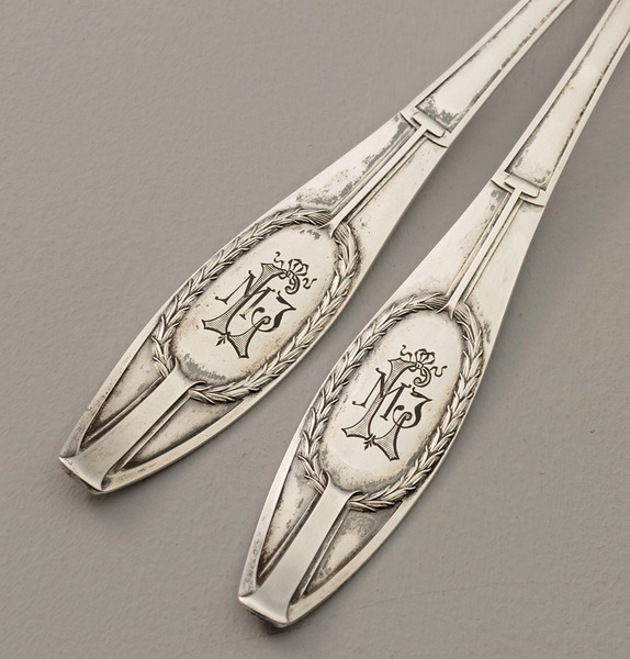 Leopard Antiques Jugendstil German Silver Serving Spoons (Pair ...