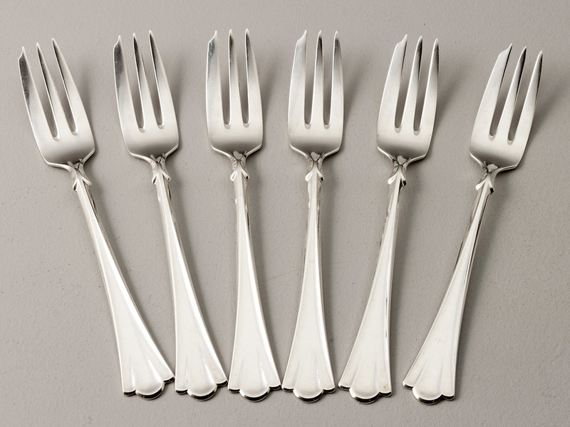 Leopard Antiques Norwegian Silver Cake Forks (Set of 6) - Magnus Aase ...