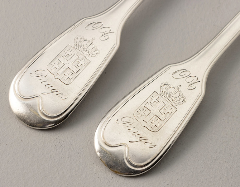 Leopard Antiques Antique Belgium Silver Tablespoon & Tablefork - Bruges ...