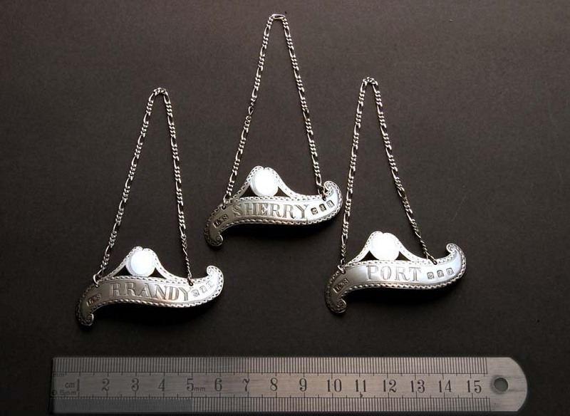 Leopard Antiques Silver Wine Labels (3) - Hester Bateman style