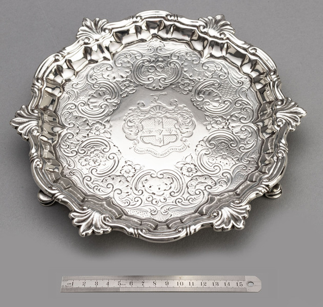Leopard Antiques George II Silver Salver - Spero Infestis Metuo ...
